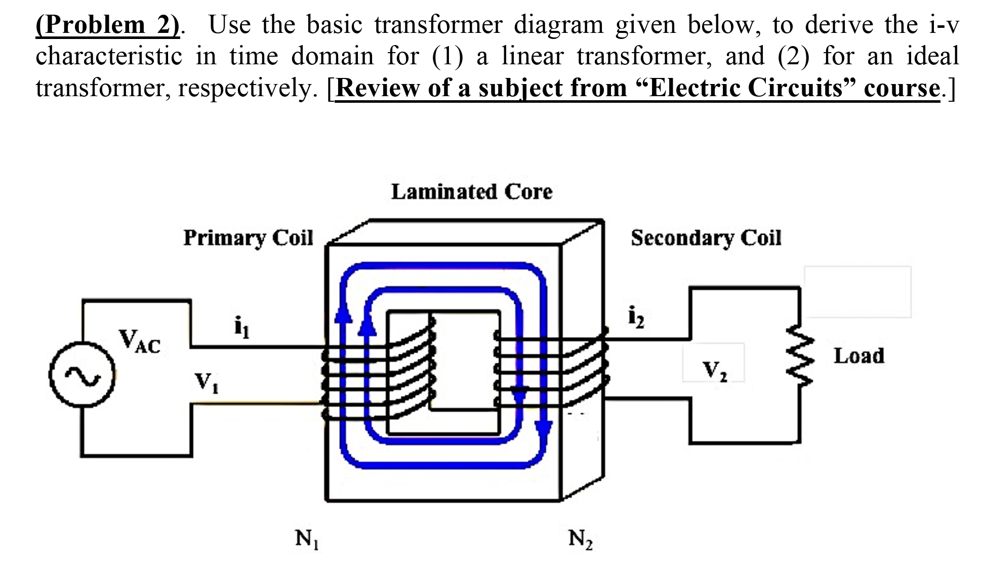 Solved (Problem 2). ﻿Use the basic transformer diagram given | Chegg.com