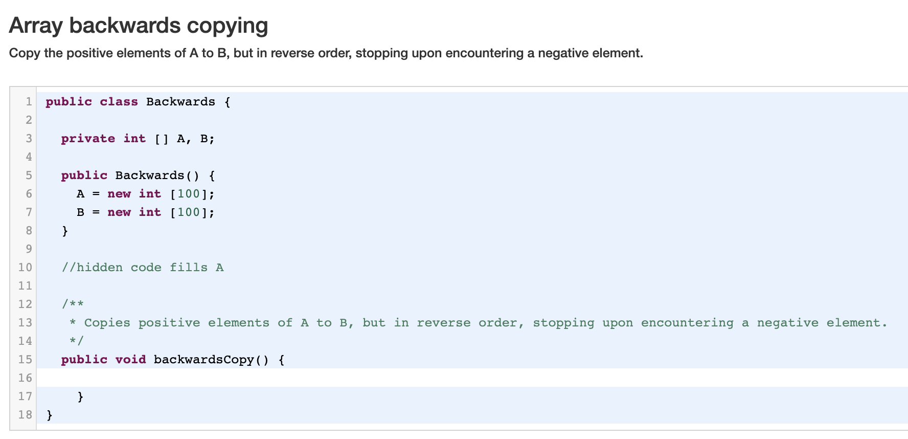 Solved Array Backwards Copying Copy The Positive Elements Of 2780
