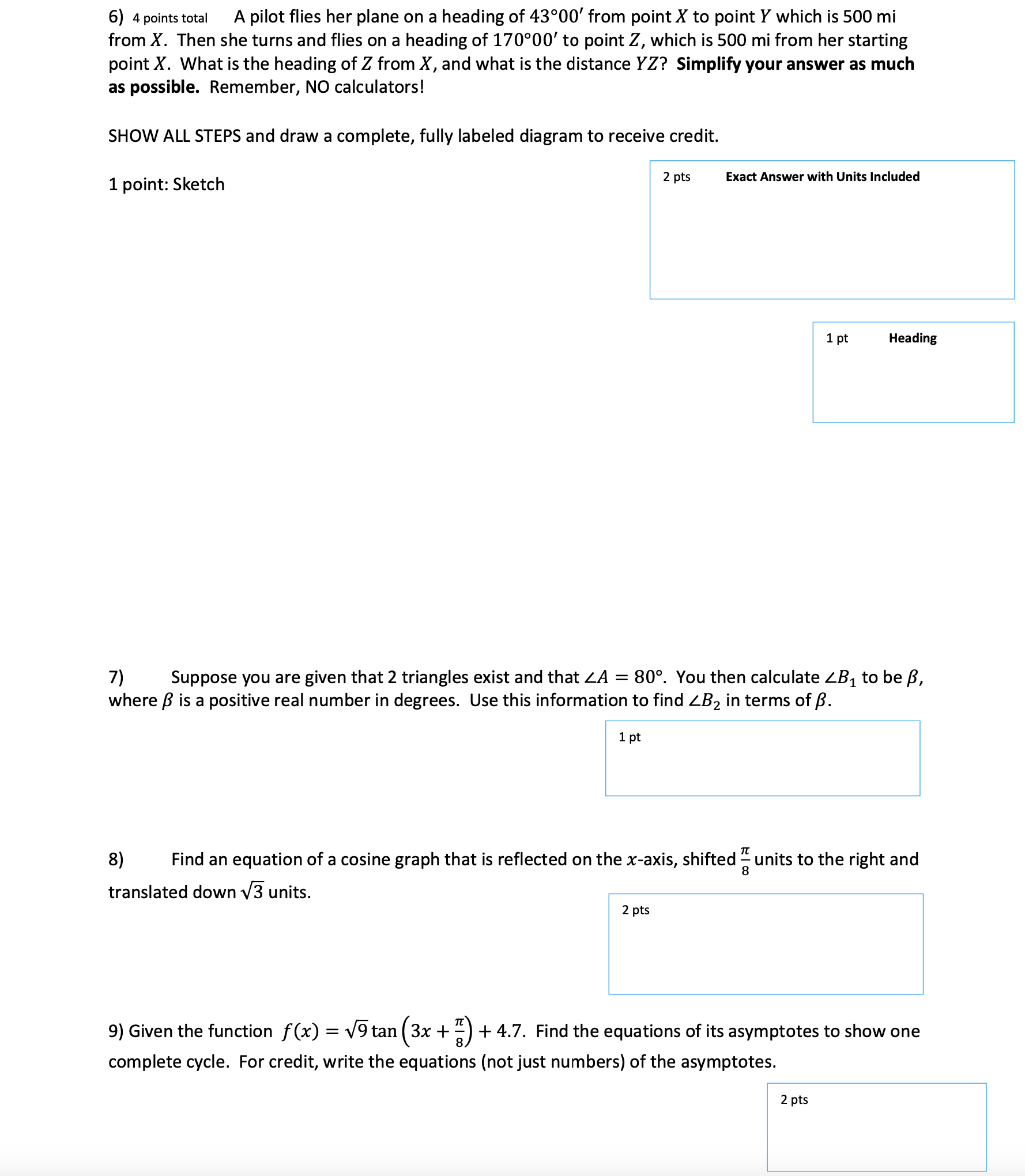 Solved 4 ﻿points total A pilot flies her plane on ﻿a heading | Chegg.com