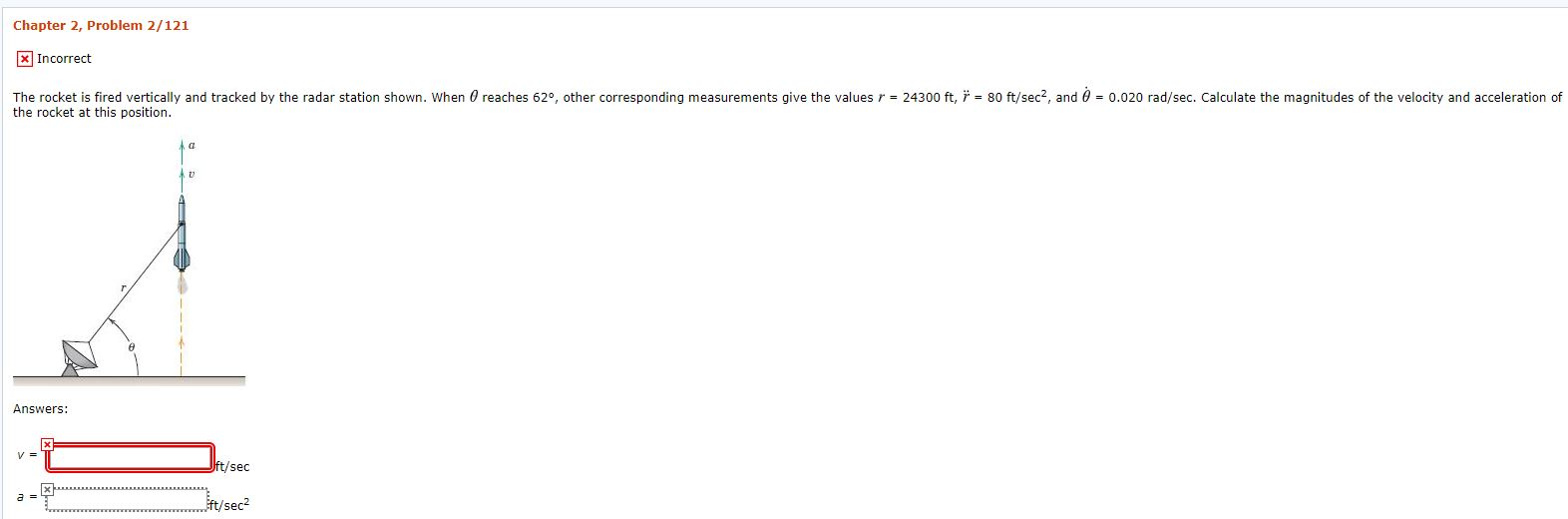Solved The rocket is fired vertically and tracked by the | Chegg.com