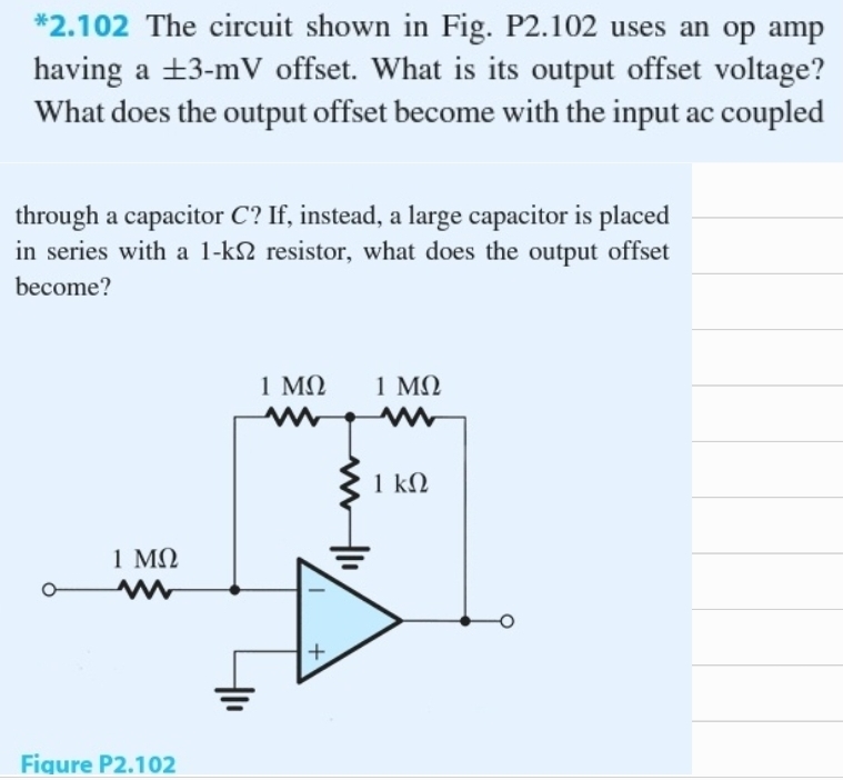 Solved *2.102 The circuit shown in Fig. P2.102 uses an op | Chegg.com