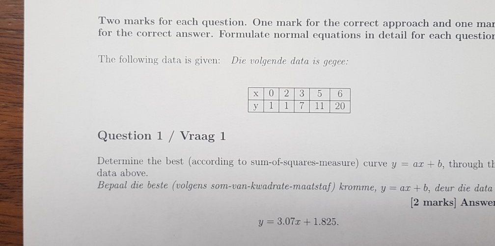 Solved Two marks for each question. One mark for the correct | Chegg.com