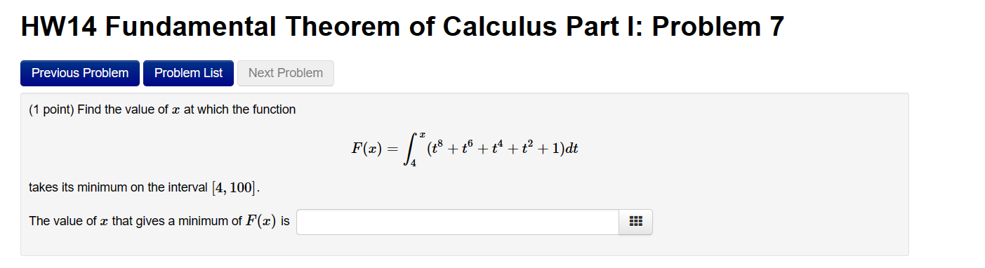 Solved HW14 Fundamental Theorem of Calculus Part I: Problem | Chegg.com