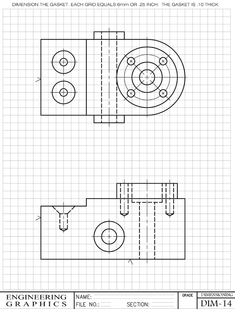 Solved DIMENSION THE GASKET. EACH GRID EQUALS 6mm OR . | Chegg.com