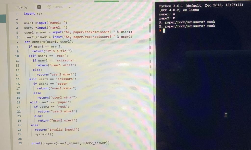 Solved Python 3.6.1 (default, Dec 2015, 13:05:11) [GCC | Chegg.com
