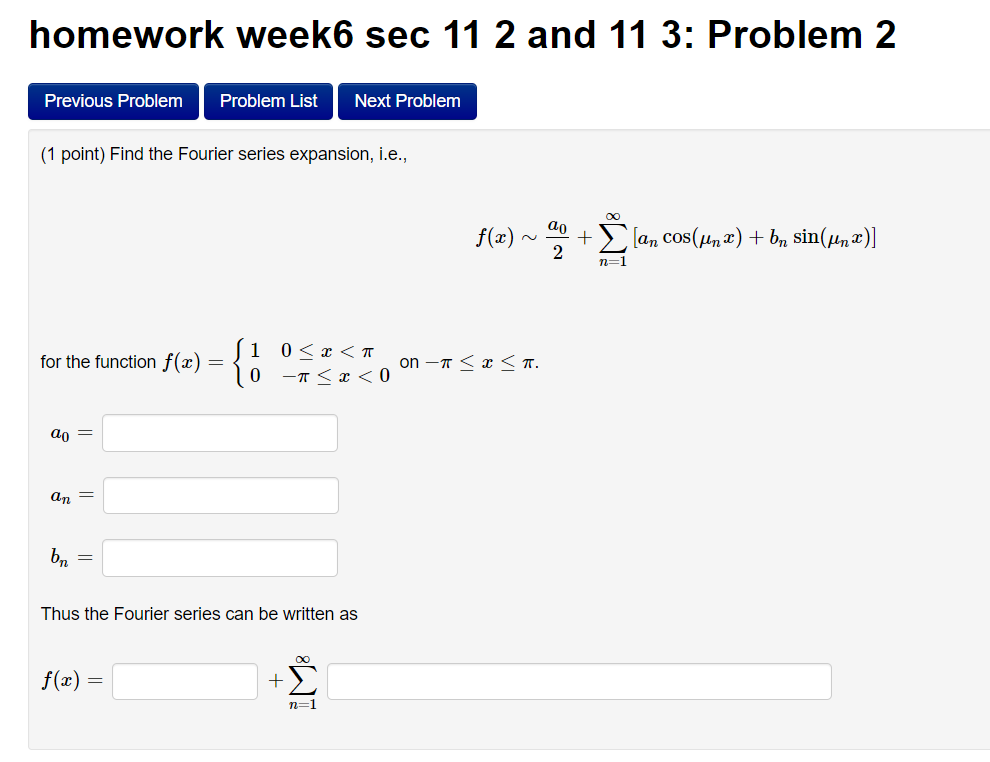 Solved homework week6 sec 112 and 11 3: Problem 2 (1 point) | Chegg.com