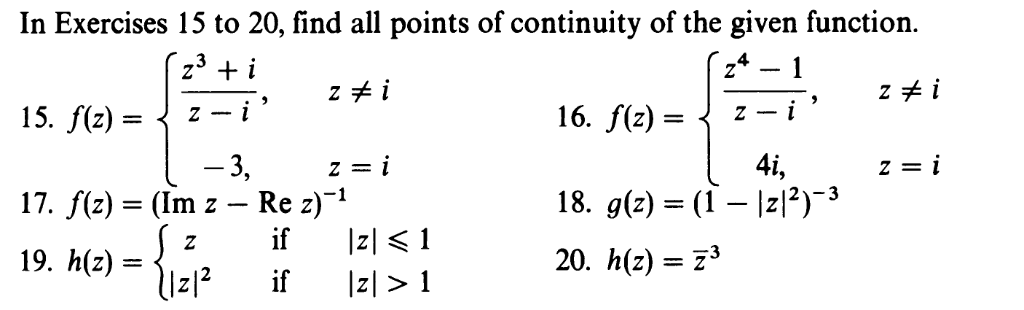 Solved In Exercises 15 to 20, find all points of continuity | Chegg.com