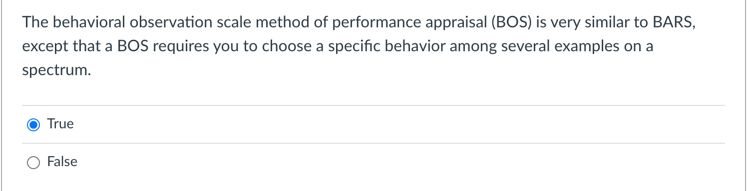 Solved The behavioral observation scale method of | Chegg.com