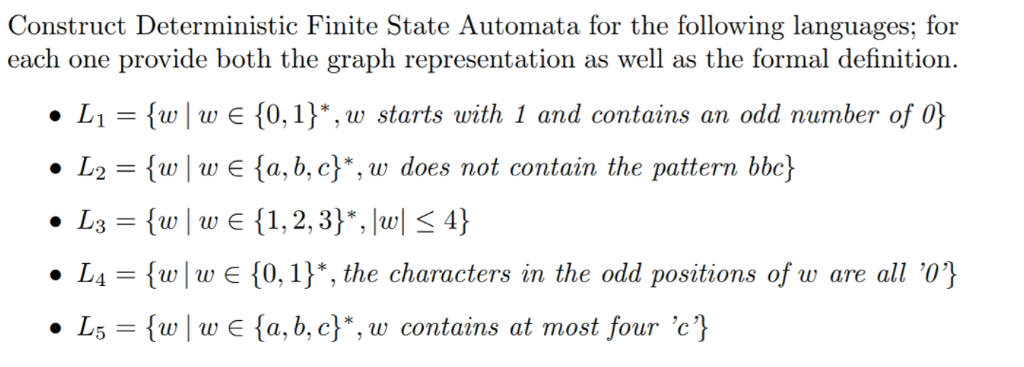Solved Construct Deterministic Finite State Automata For The