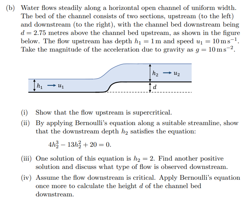 Solved ) Water flows steadily along a horizontal open | Chegg.com