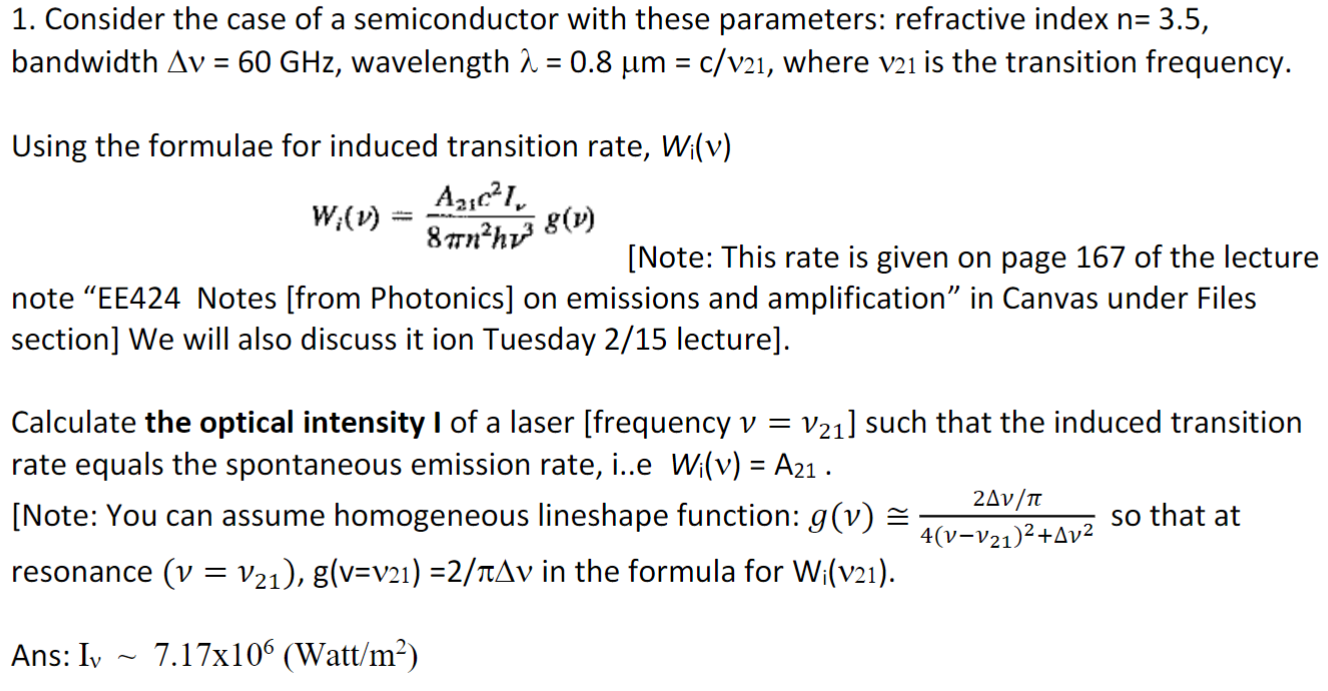 Solved 1. Consider the case of a semiconductor with these | Chegg.com