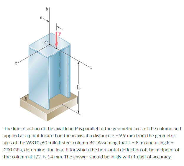 Solved X L B The line of action of the axial load P is | Chegg.com