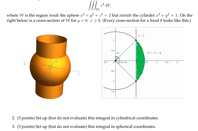 Solved 22 DV where W is the region inside the sphere x2 + y2 | Chegg.com