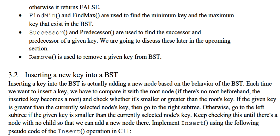 Solved 3.1 Create a BST in C++ Create the files BSTNode.h | Chegg.com