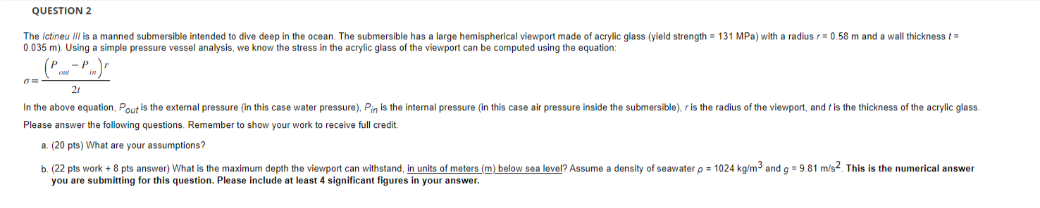 Solved 0.035 m ). Using a simple pressure vessel analysis, | Chegg.com