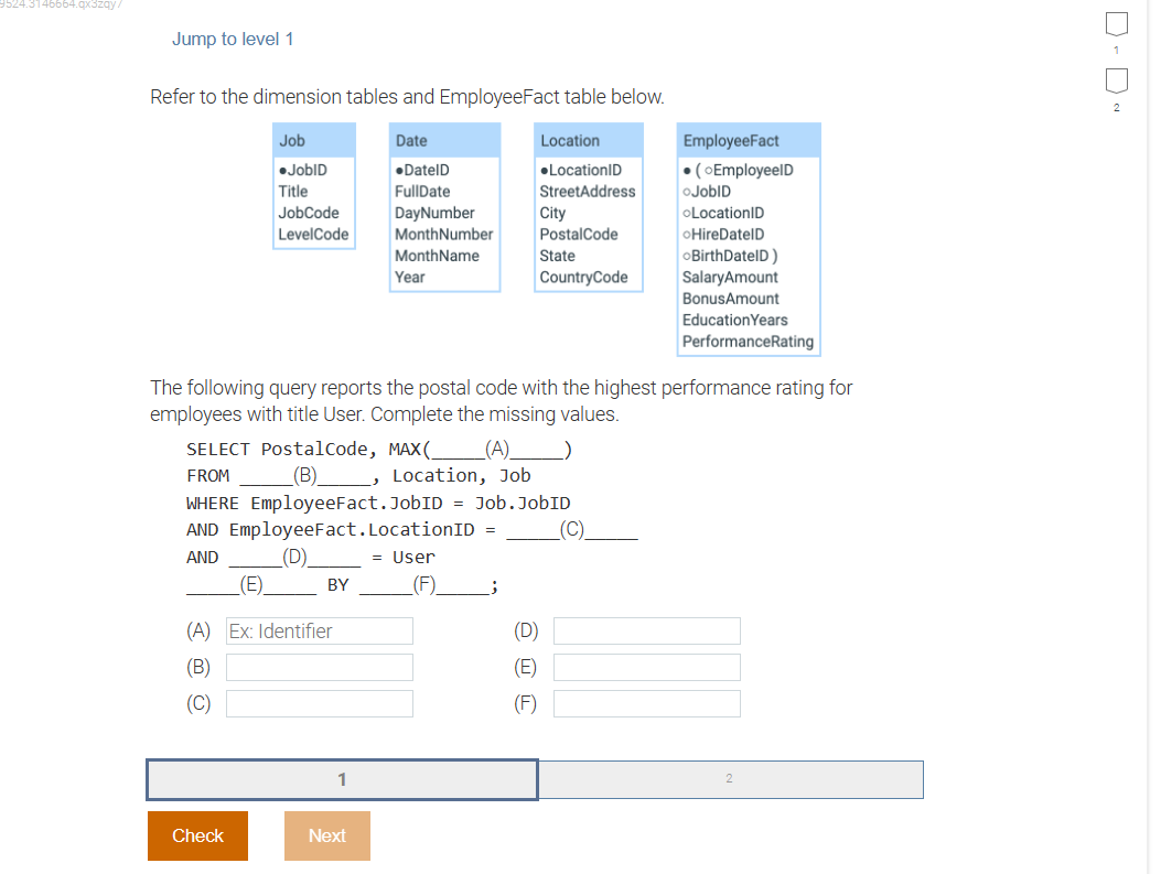 Solved Refer to the dimension tables and EmployeeFact table | Chegg.com