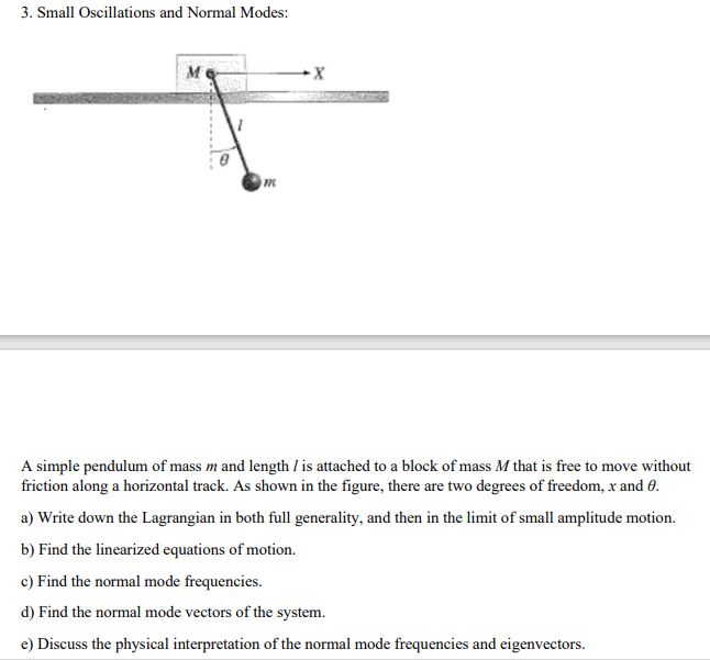 Small Oscillations and Normal Modes:A simple pendulum | Chegg.com