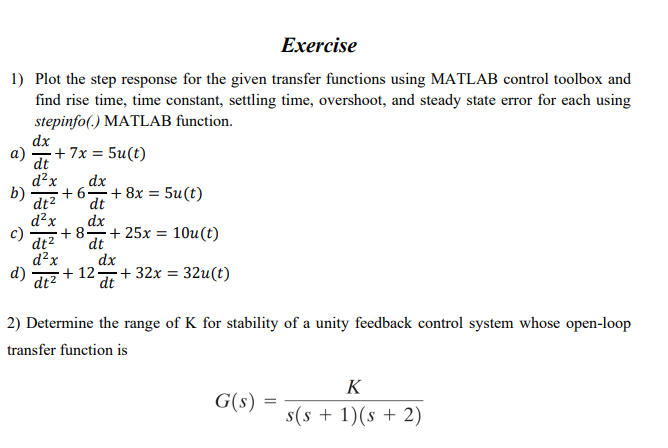 Plot the step response for the given transfer | Chegg.com
