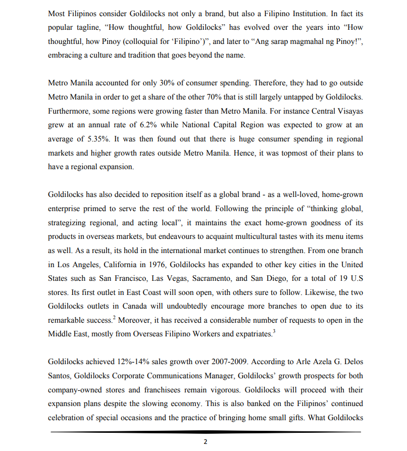 Solved Most Filipinos consider Goldilocks not only a brand, | Chegg.com