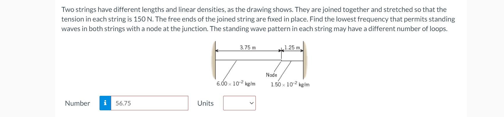 Solved Two strings have different lengths and linear | Chegg.com