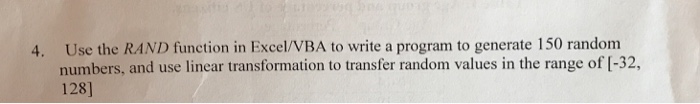 Solved Use the RAND function in Excel/VBA to write a program | Chegg.com