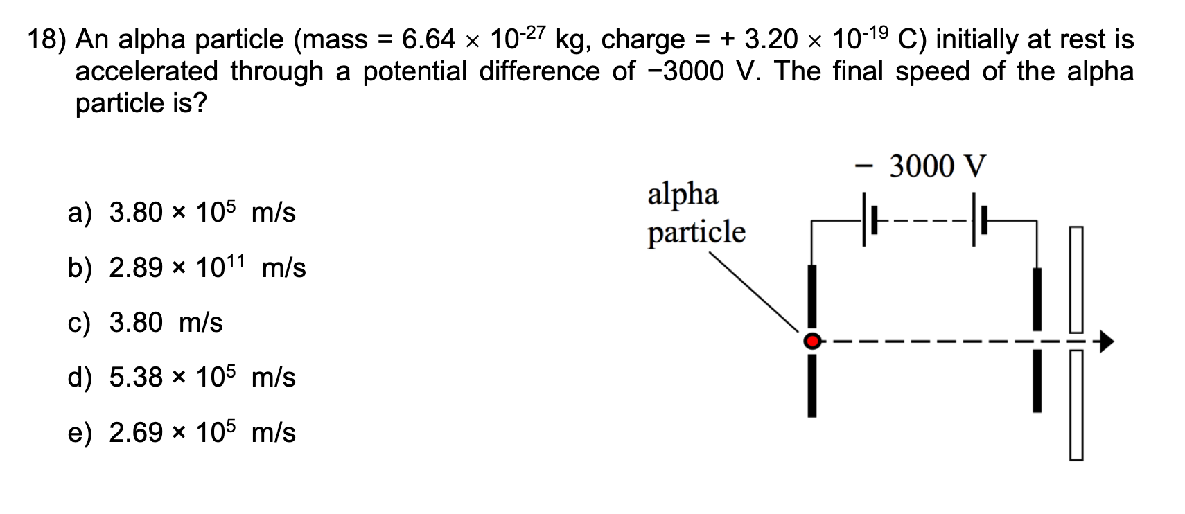 Solved 18) An alpha particle (mass = 6.64 x 10-27 kg, charge | Chegg.com