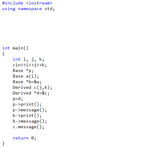Solved Task: Implementation of a simple Base and Derived | Chegg.com