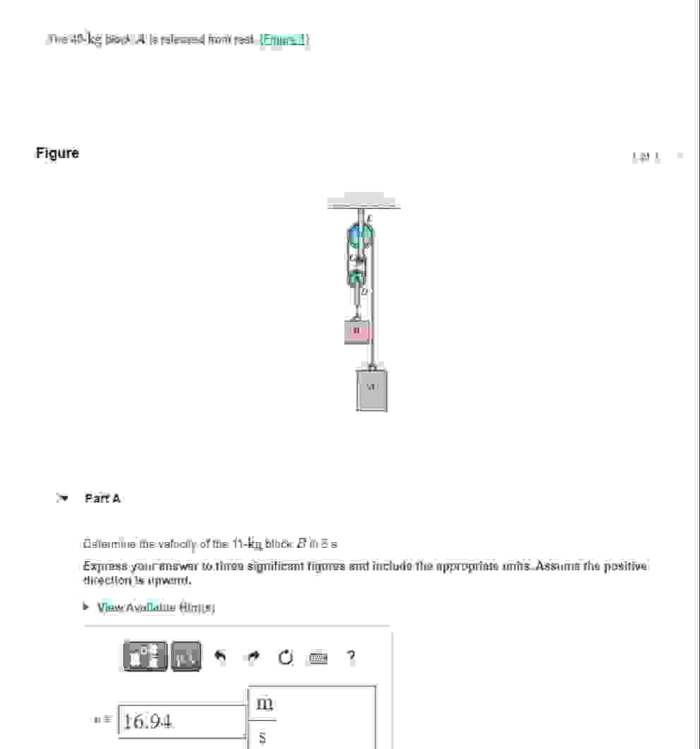 Solved The 40 ﻿kg block a is released from rest. figure 1. | Chegg.com