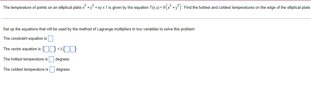 Solved The Temperature Of Points On An Elliptical Plate