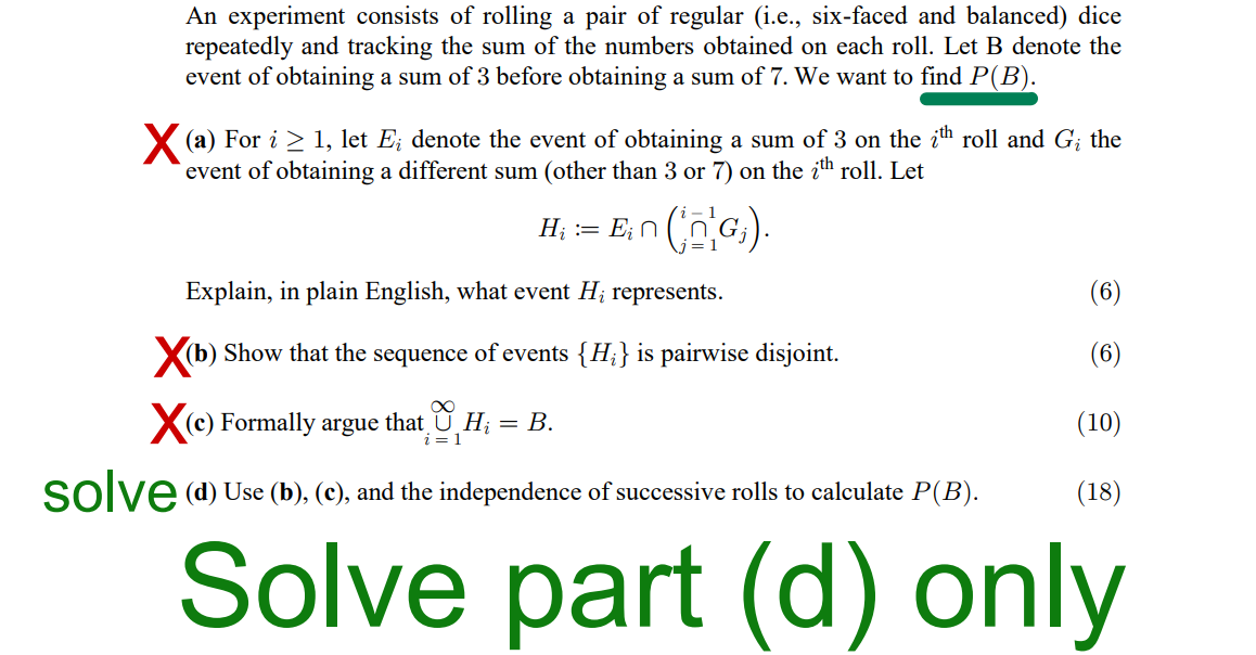 Solved SOLVE THE PROBLEM ABOVE, ONLY SOLVE PART (d) | Chegg.com