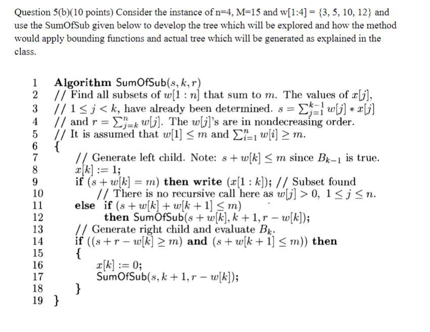 Solved Question 5( b)(10 points) Consider the instance of | Chegg.com
