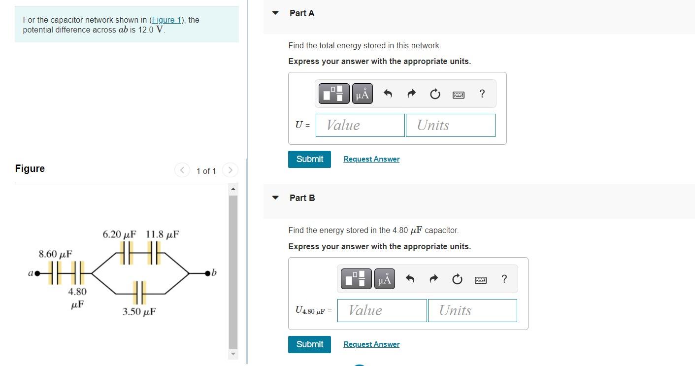 Solved For the capacitor network shown in (Figure 1), the | Chegg.com
