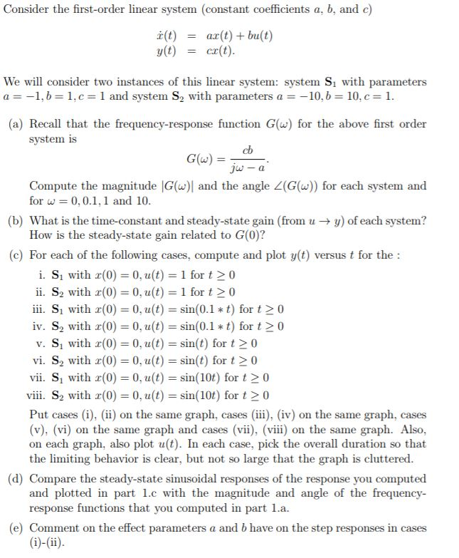 Solved Consider the first-order linear system (constant | Chegg.com