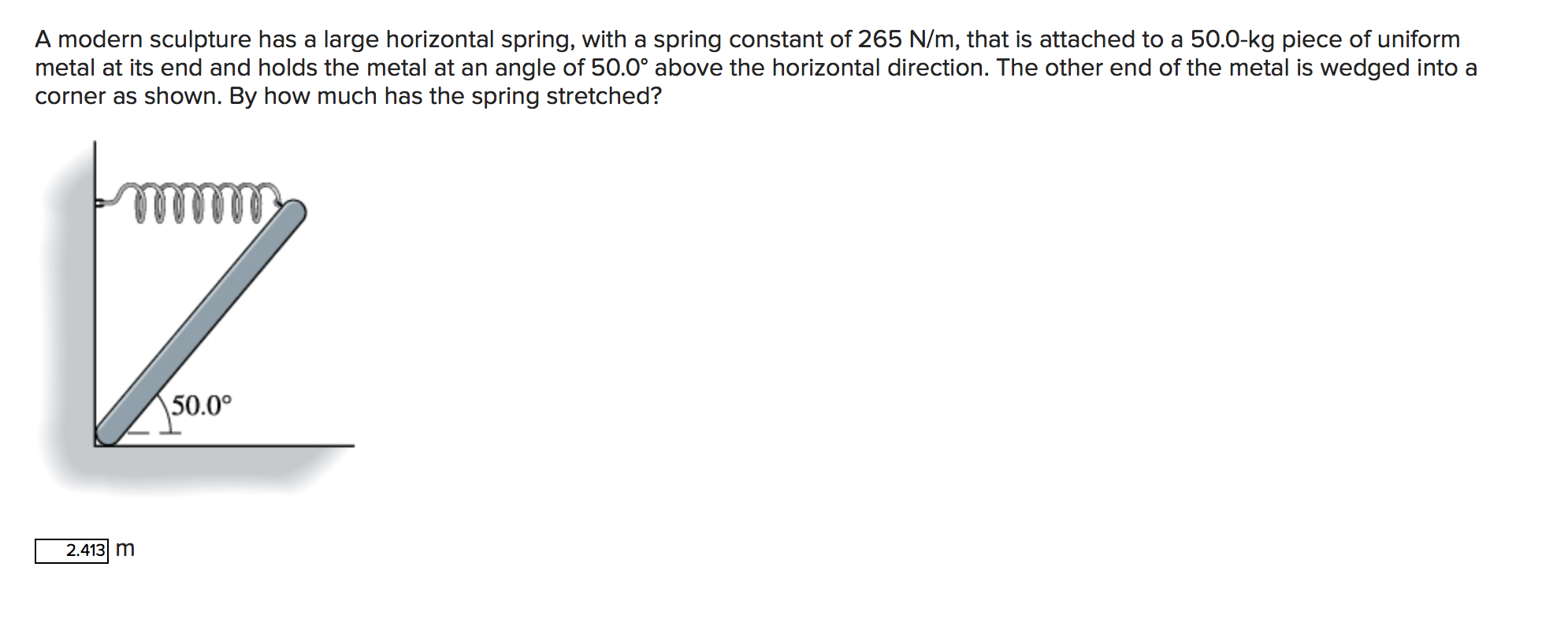 Solved A modern sculpture has a large horizontal spring, | Chegg.com