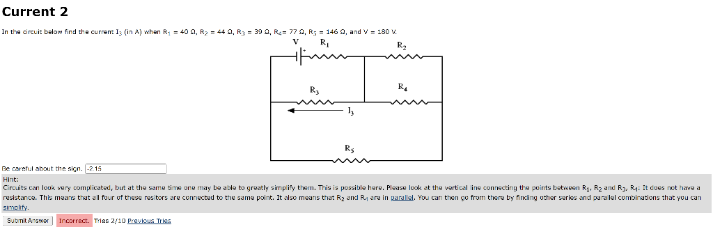 Solved the circuit below find the current I3 (in A ) when | Chegg.com