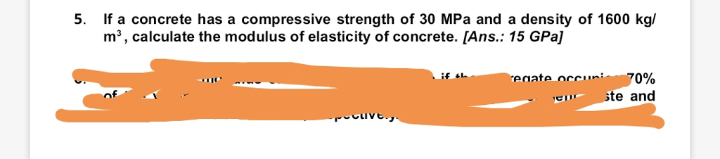 Solved 5. If a concrete has a compressive strength of 30 MPa | Chegg.com