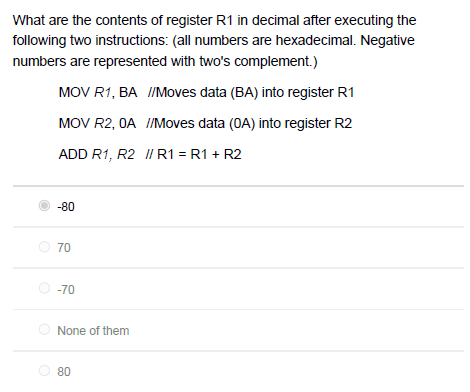 Solved What are the contents of register R1 in decimal after | Chegg.com