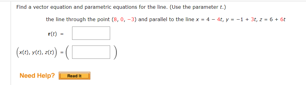 Solved Find a vector equation and parametric equations for | Chegg.com