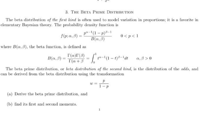 Solved The beta distribution of the first kind is often used | Chegg.com