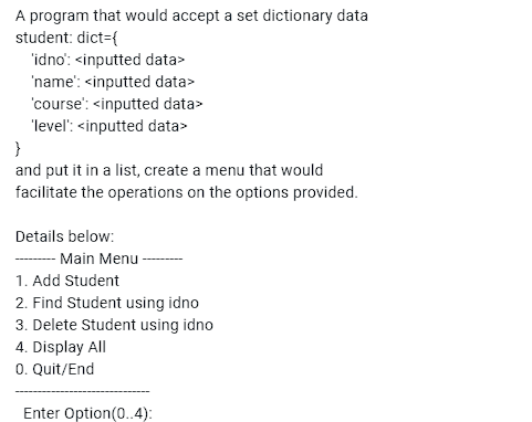Solved Good Day, Create a python Program that is written | Chegg.com