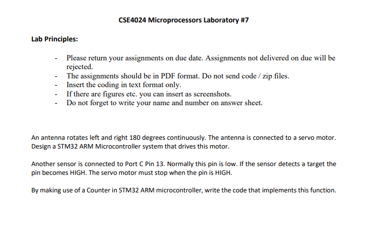 Solved Cse4024 Microprocessors Laboratory 7 Lab 
