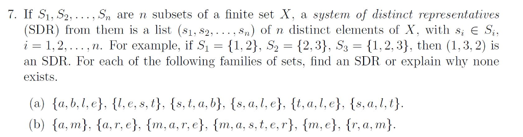 Solved 7. If S1, S2,. .. , Sn (SDR) from them is a list (81, | Chegg.com