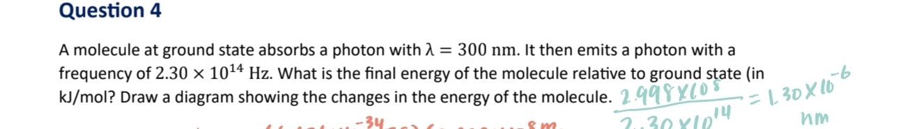 Solved A molecule at ground state absorbs a photon with | Chegg.com