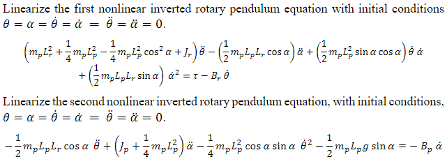 Solved Linearize the first nonlinear inverted rotary | Chegg.com