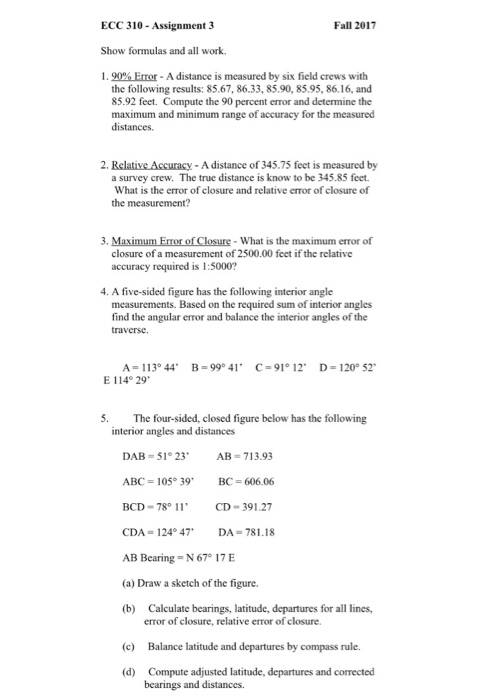 Solved ECC 310- Assignment 3 Show formulas and all work. | Chegg.com