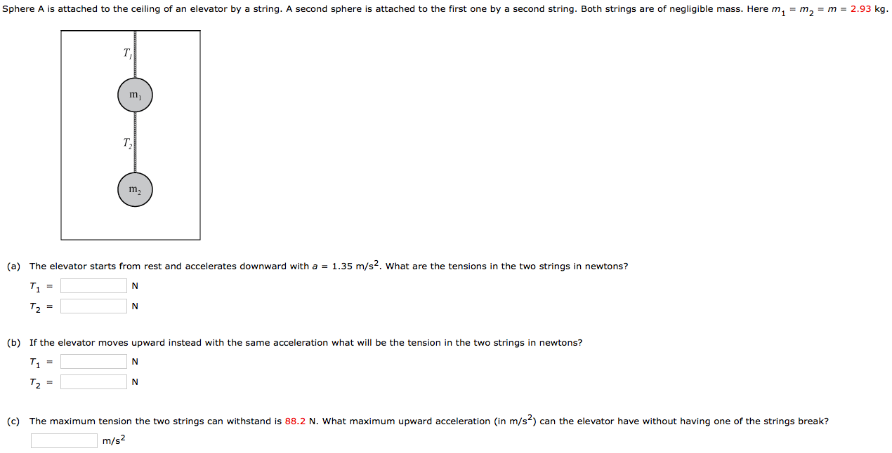 Solved Sphere A is attached to the ceiling of an elevator by | Chegg.com