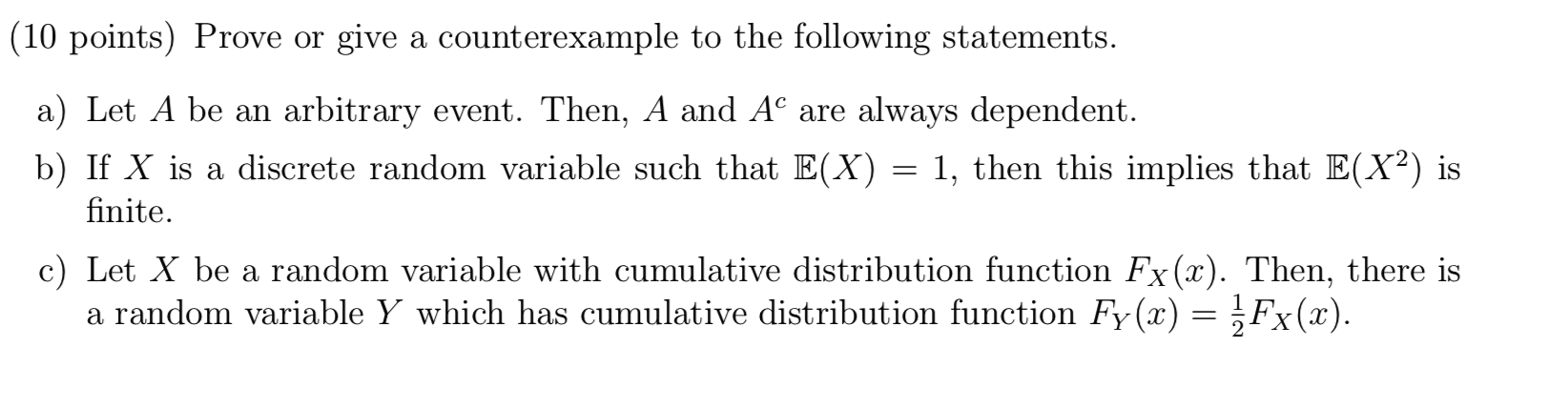 Solved Prove or give a counterexample to the following | Chegg.com