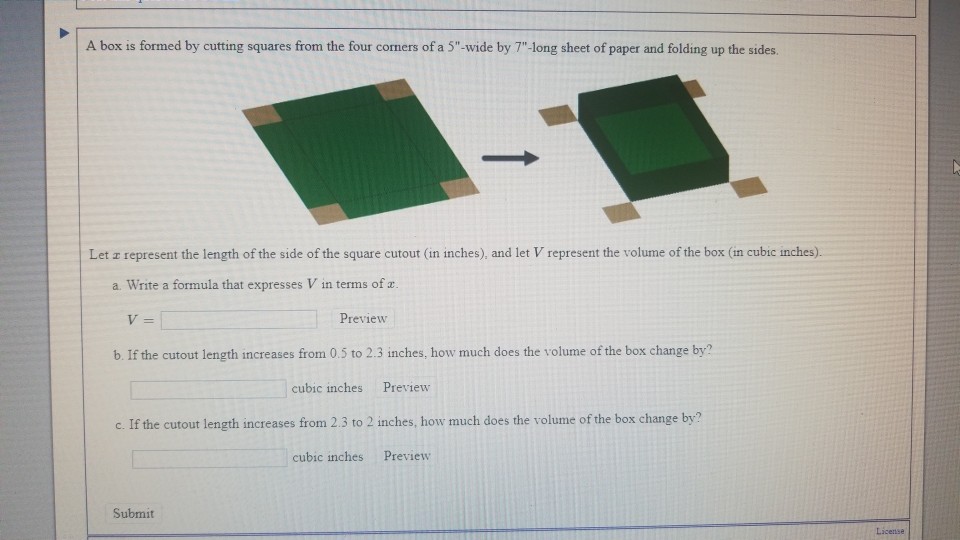 Solved A box is formed by cutting squares from the four | Chegg.com
