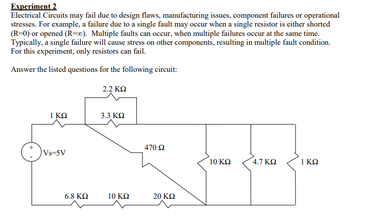 Solved Experiment 2 Electrical Circuits may fail due to | Chegg.com