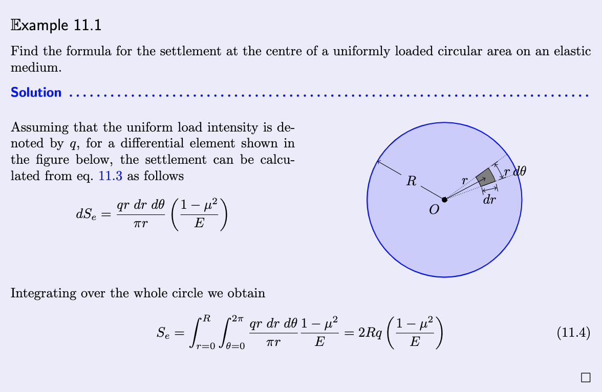 Solved Example 11.1 Find the formula for the settlement at | Chegg.com
